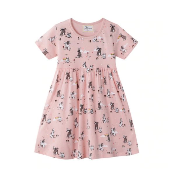 Dresses | Bunny Rabit Girls Pink Short Sleeve Easter Dress | Poshmark
